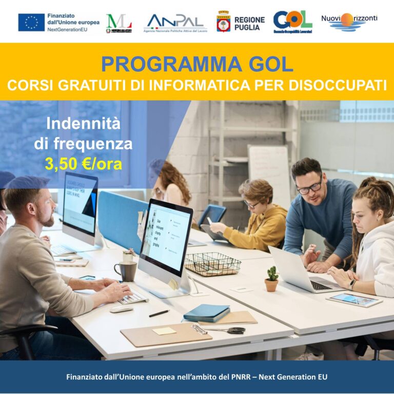 PROGRAMMA GOL – CORSI PER DISOCCUPATI CON BONUS DI FREQUENZA – nuovi orizzonti
